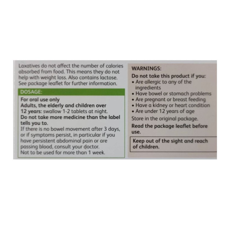 Senna 7.5mg Tablets - Senease Stimulant Laxative - 100 Tabs (like ...