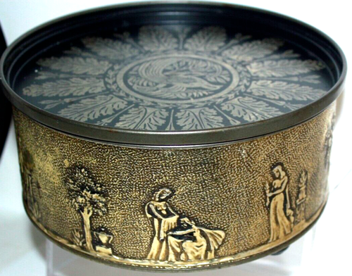 VTG Guildcraft Paradise Fruitcake Tin - Gold Embossed Decor Footed ...