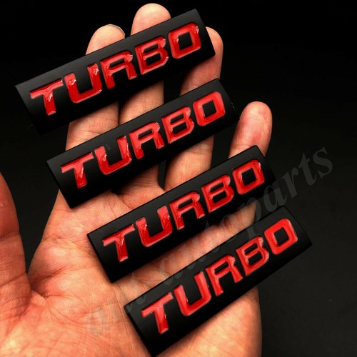 4pcs Metal Black/Red Turbo Emblems Fender Badge Car Truck Decal Sticker ...