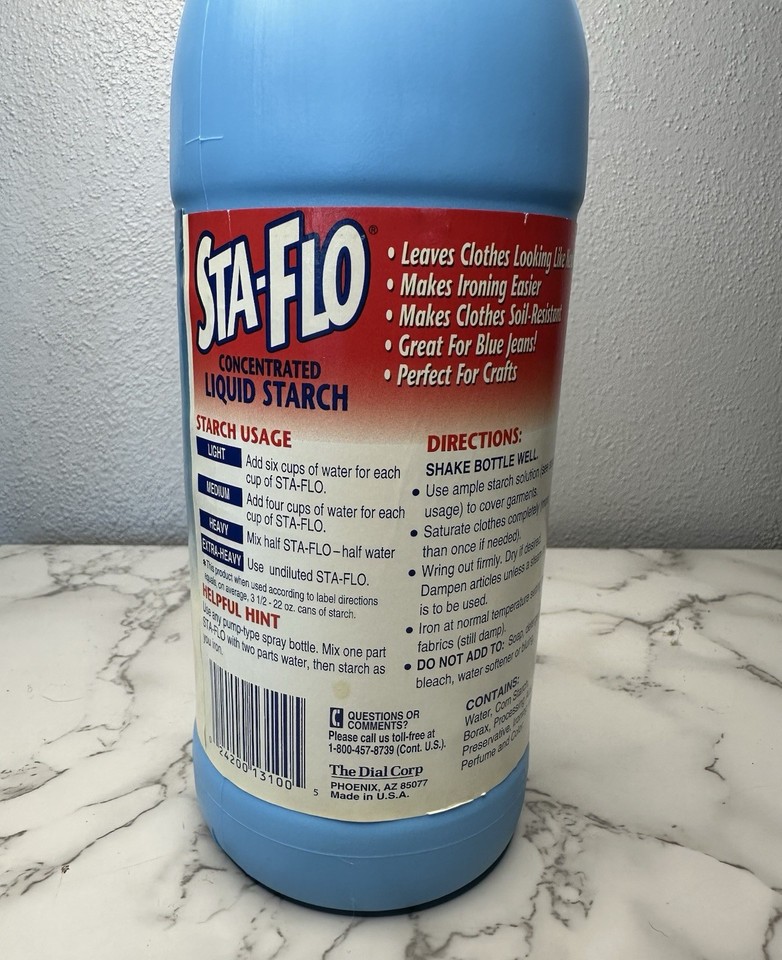 STA-FLO Concentrated Liquid Starch Laundry Vintage Blue Bottle 32oz | eBay