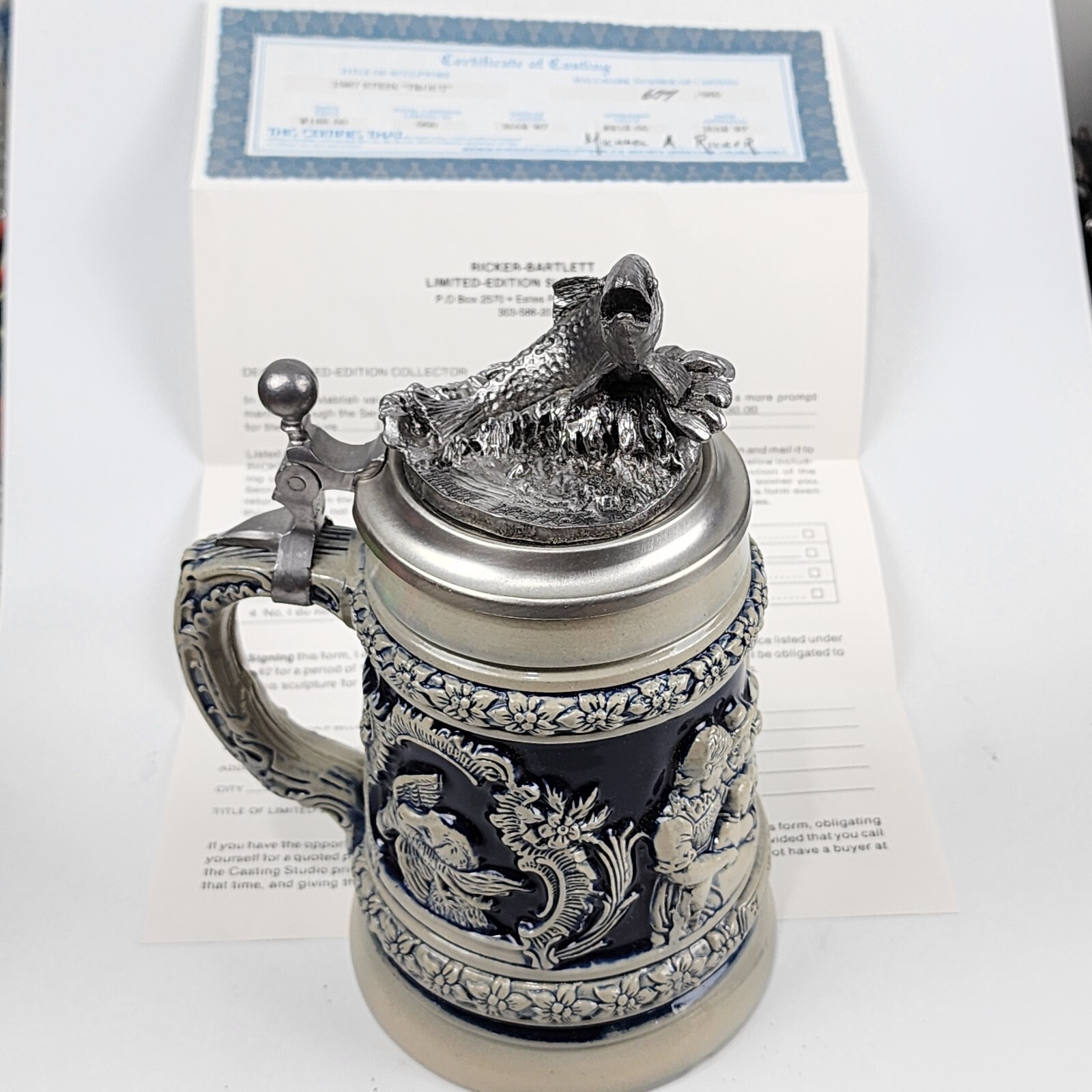 M.A. Ricker 1987 Pewter Lid German Original Gerzi Stein Trout it Ltd Ed ...