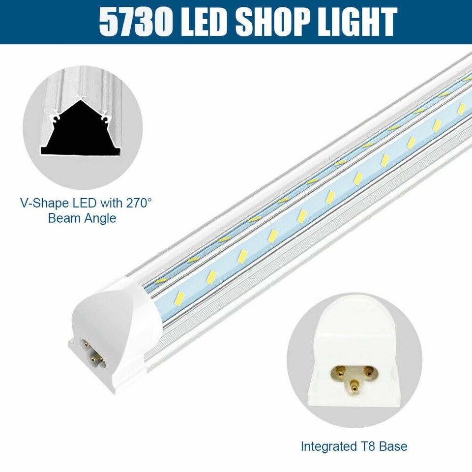 T8 4FT 5730 LED Tube Light Bulbs 75W 4 FT LED Shop Light Fixtures 6500K ...
