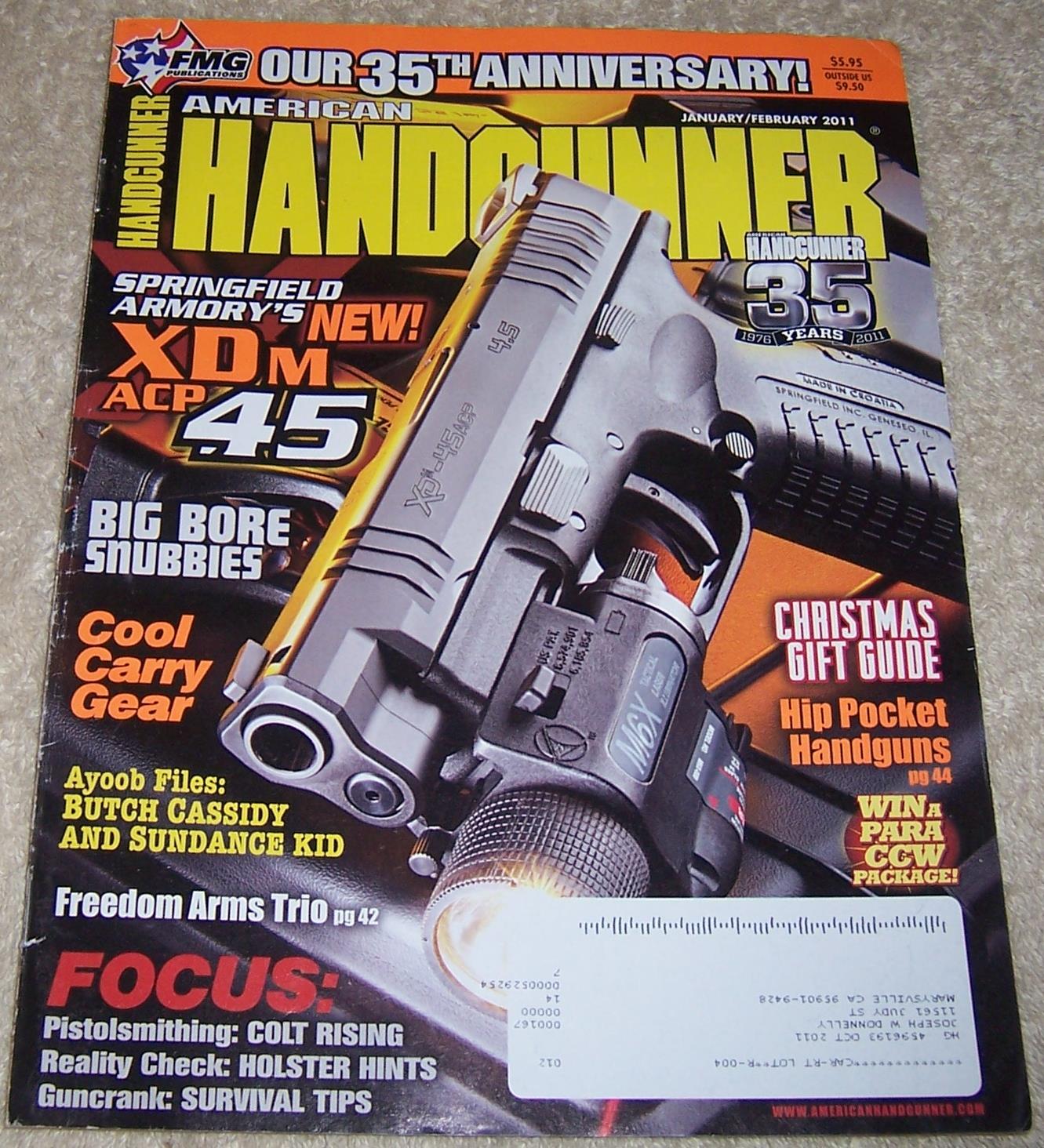 American Handgunner Magazine January/February 2011 Springfield Armory ...