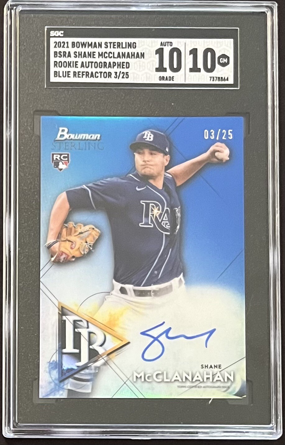 2021 BOWMAN STERLING SHANE MCCLANAHAN AUTO BLUE REFRACTOR ROOKIE RC 3/ ...