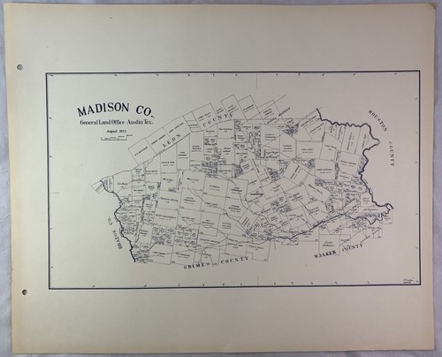 Antique General Land Office Map Madison County Texas Showing Plats ...