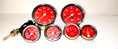 Smiths Replica 52mm-Kit- TempFOil Fuel Amp+Speedo 0-120 MPH + 0-80 RPM ...