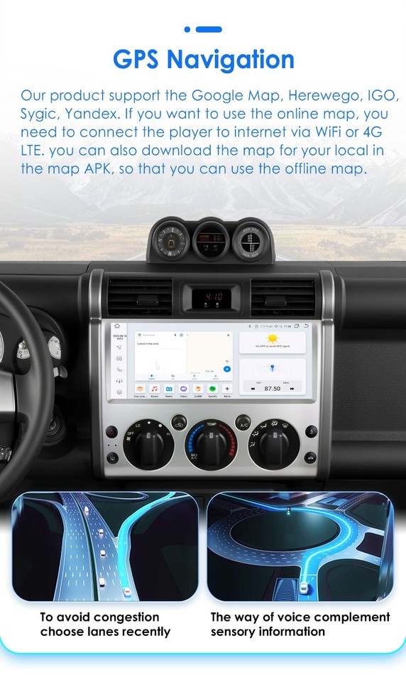 Plug&Play Android 12.3 inch Car Stereo Radio for Toyota FJ CRUISER GPS ...