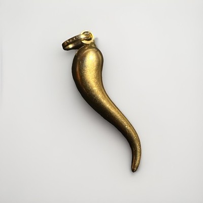 14k Yellow Gold Cornicello Italian Horn Twisted Good Luck Pendant Charm ...