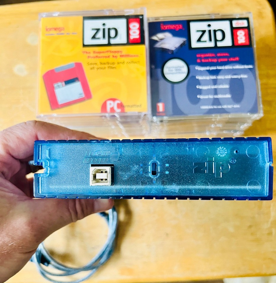 Iomega 100 MB USB Zip Drive Z100USB External Drive Blue w/15 Disks ...