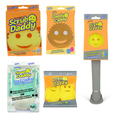 Scrub Daddy 5PK Dish Washing Sponge Cleaning Daddy Caddy Dish Daddy ...