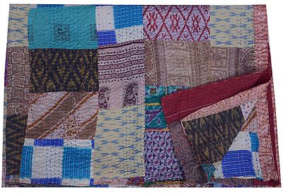 MULTICOLOR BEDSPREAD ETHNIC DECORATIVE RALLI GUDARI VINTAGE SILK ...