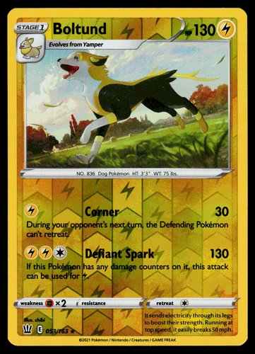 Pokemon Card - SWSH - Battle Styles Boltund 053/163 Reverse Holo - NM ...