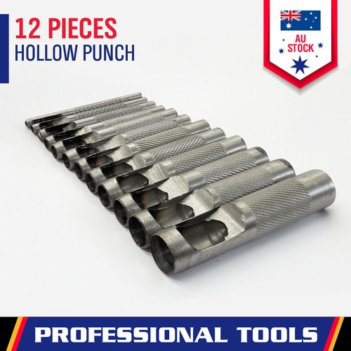 12-Piece Carbon Steel Hollow Punch Set Leather Hole Cutter Gasket ...