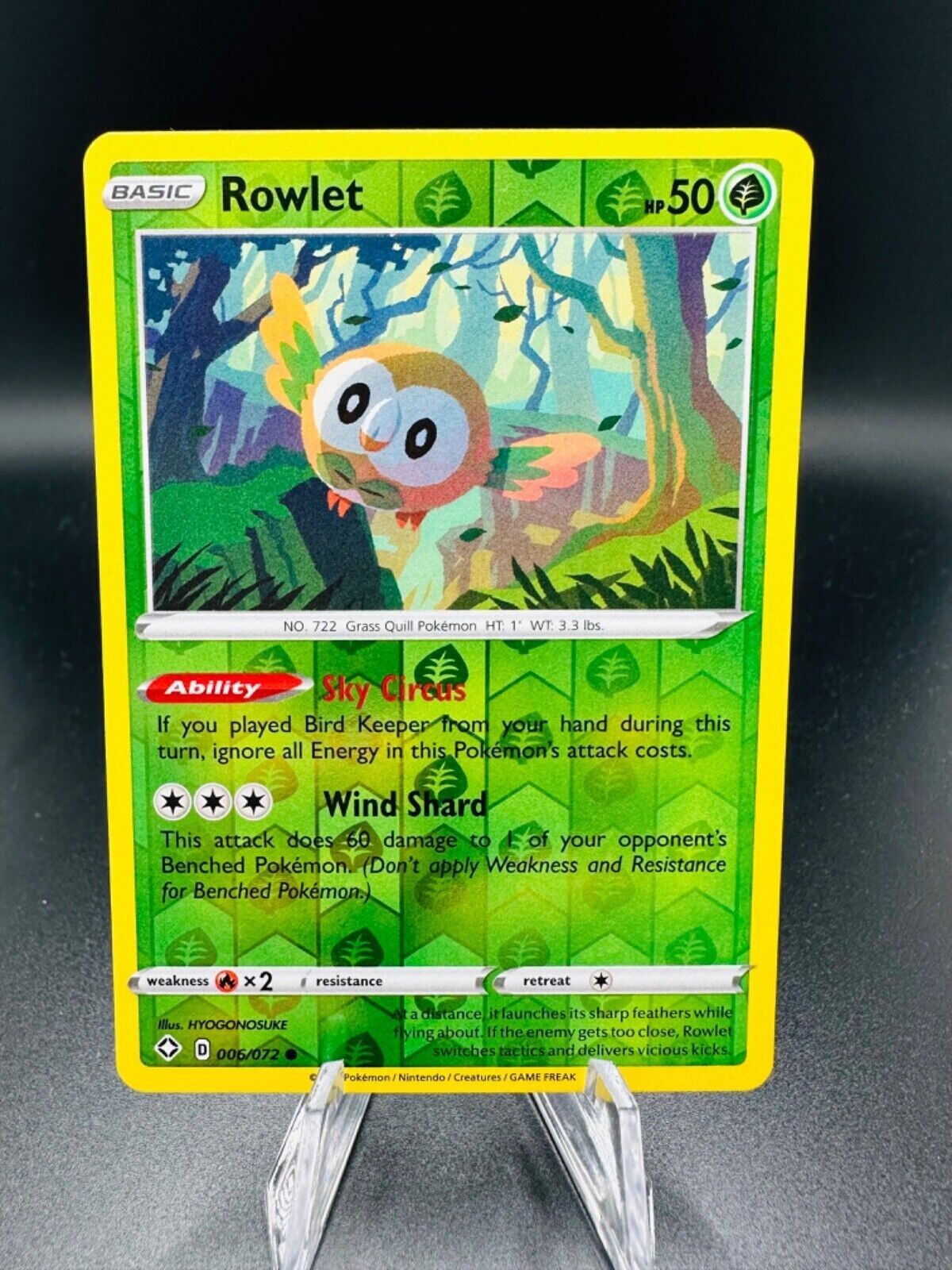 Pokemon TCG - Reverse Holo Rowlet 6/72 - Shining Fates 2021 | eBay