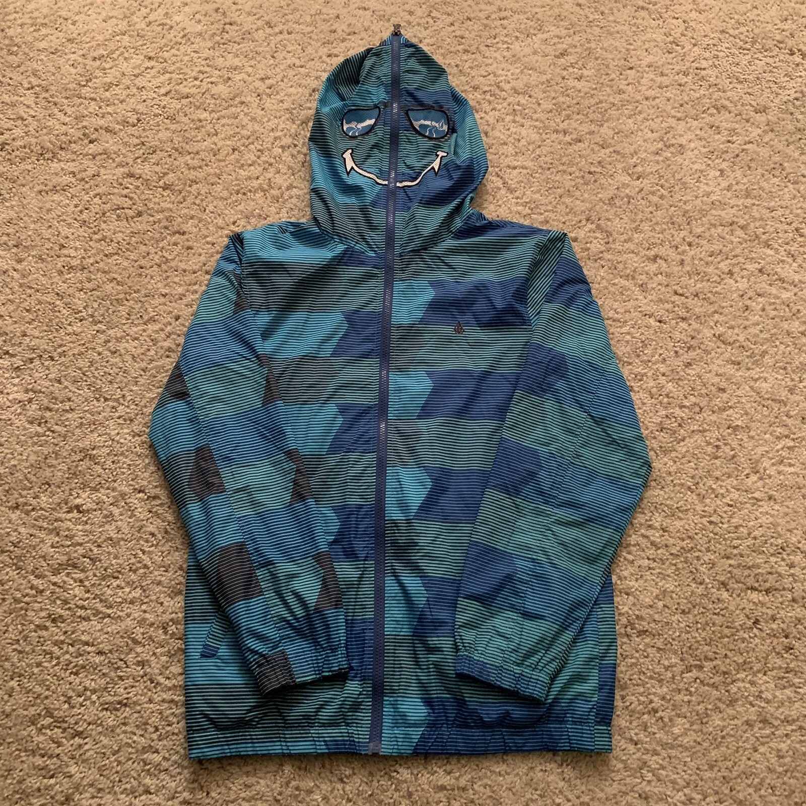 Volcom Jacket Boy's Large Full Zip Hoodie Sonrisa Windbreaker ...