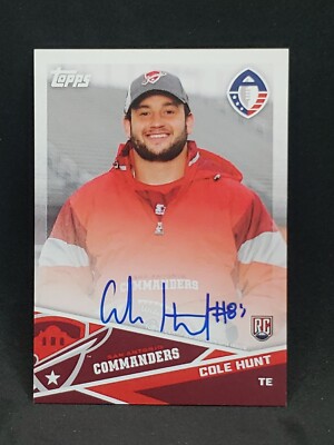 2019 TOPPS AAF AUTOGRAPH #AU-CHU COLE HUNT RC SAN ANTONIO COMMANDERS ...