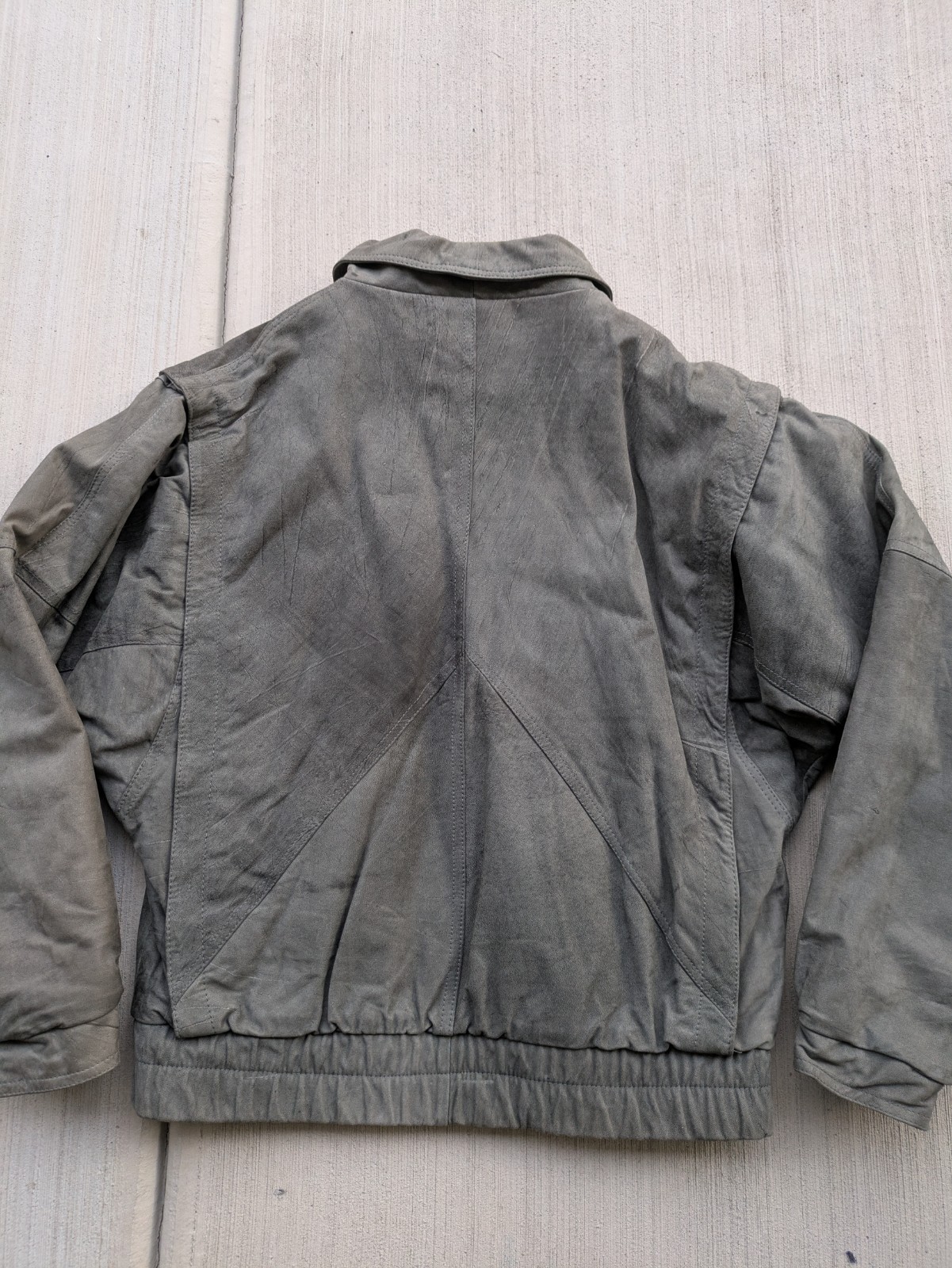 Vtg NOS 90s Midwest International Leather Bomber Jacket Mens M Gray NEW ...