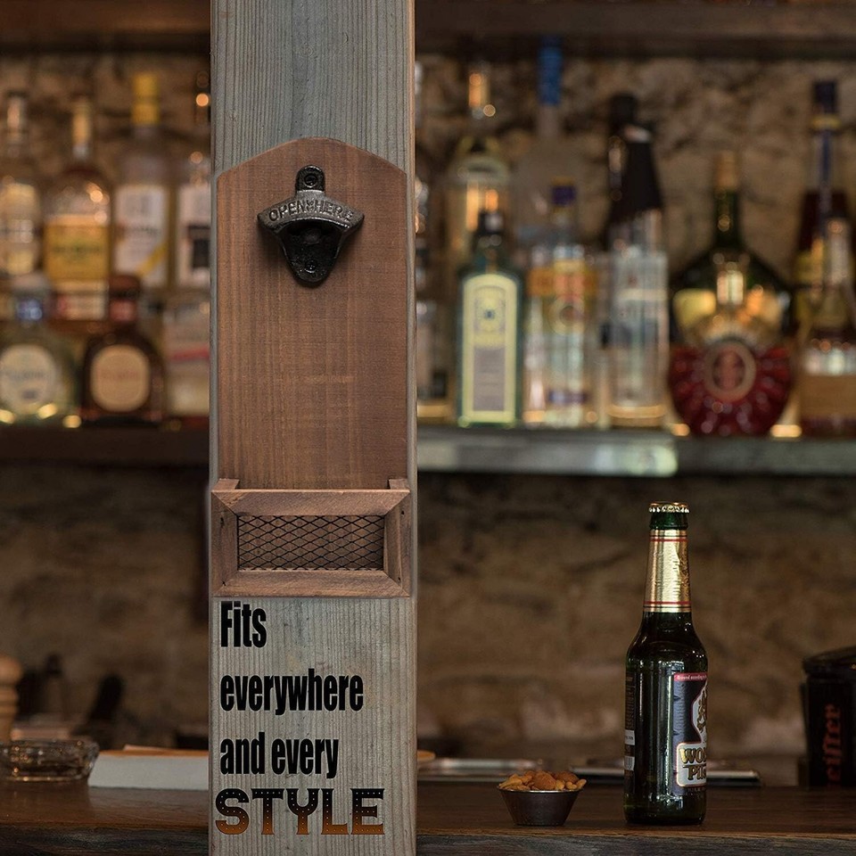 Bottle Opener Iron Cap Catcher Wall Mounted Beer Lovers Rust Proof ...