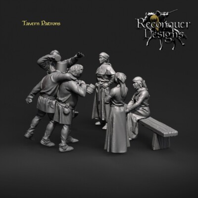 Reconquer Designs Miniatures Medieval Tavern Inn Patrons Drinking NPC ...
