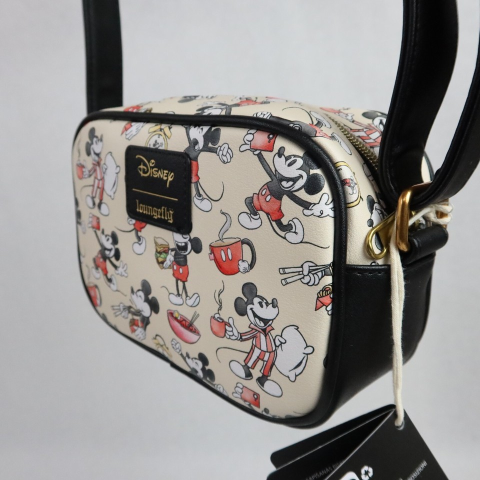 Loungefly Disney Mickey Mouse Crossbody Purse Camera Bag Beige Poses ...