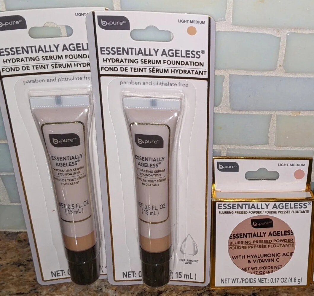 b. pure Essentially ageless Hydrating Serum FOUNDATION & POWDER Light ...