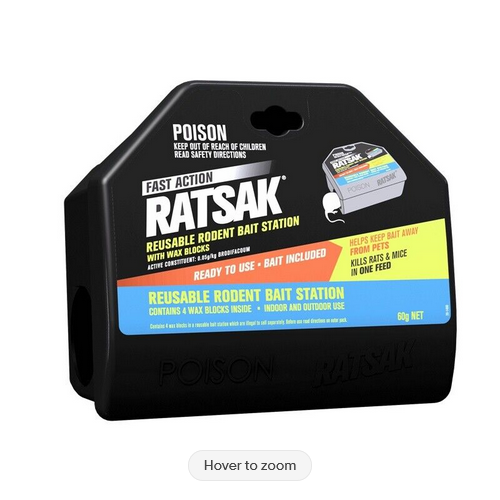 RATSAK Fast Action Reusable LOCKABLE Rodent Bait Station With Wax ...