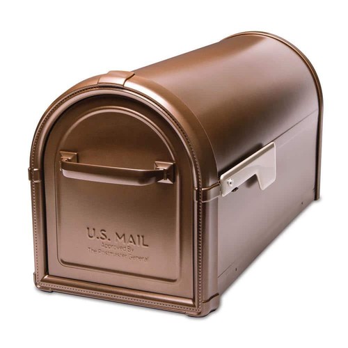 Mail Box Large Post Mount Hillsborough Copper Steel w/ Outgoing Mail ...