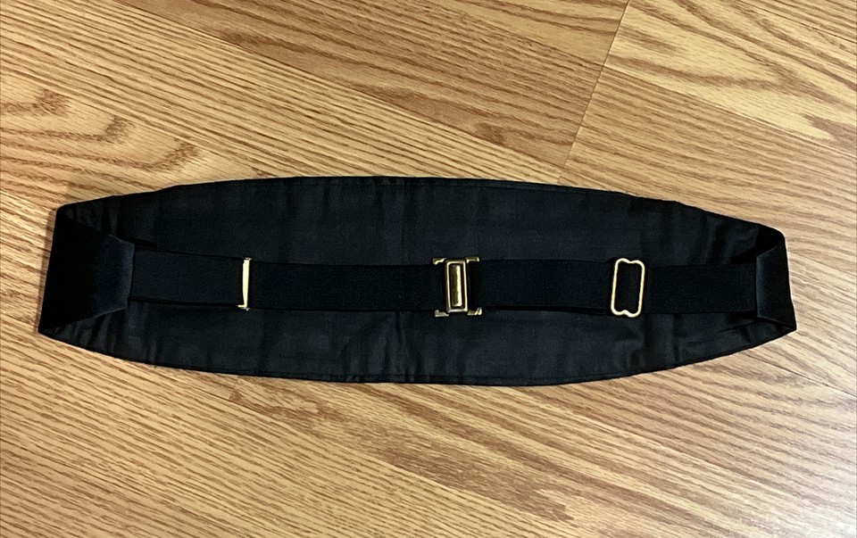 Men's Solid Black Cumberbund Adjustable Elastic Back High Quality Sz 28 ...