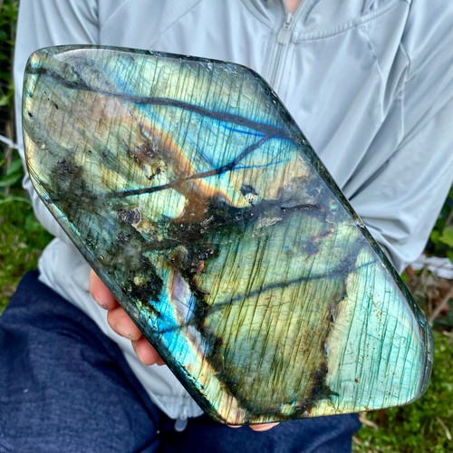 8.15LB Natural Labrador flash moonstone quartz crystal mineral specimen ...