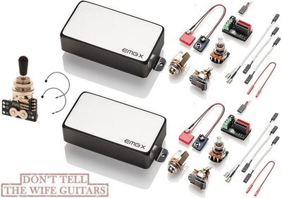 EMG 81X & 60AX CHROME HUMBUCKER SET SHORT SHAFT POTS + 3 POS B289 ...