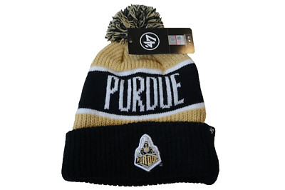 PURDUE BOILERMAKERS '47 BEANIE/ HAT/CAP 100%ACRYLIC BLACK/GOLD/WHITE ...