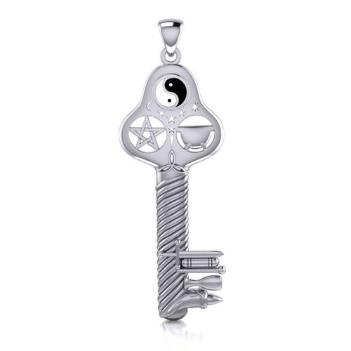 Key of Magic Witch 925 Sterling Silver Pendant Fine Pagan Wiccan Spell ...