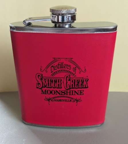 Unique Smith Creek Moonshine Stainless Steel Leather Wrapped Red Flask ...