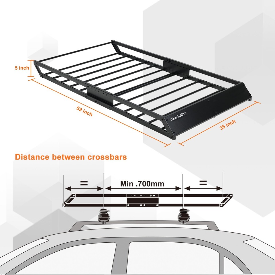 TOOENJOY 59''x35''Roof Rack Cargo Carrier Basket Top Luggage Holder ...