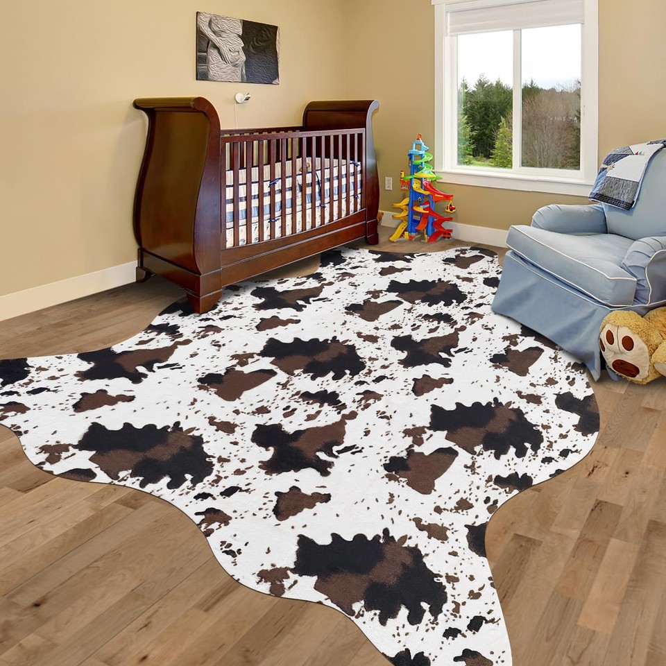 Cow Print Rug Large Faux Cowhide Rug Cow Rugs for Bedroom Living Room ...