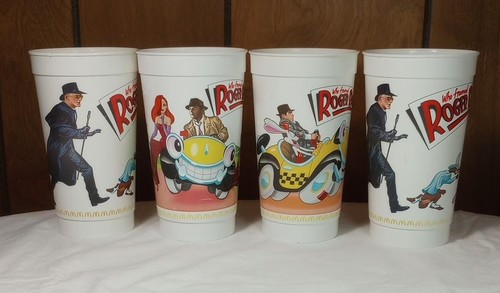 4 VINTAGE 1988 MCDONALD'S COCA-COLA WHO FRAMED ROGER RABBIT CUPS - 32 ...