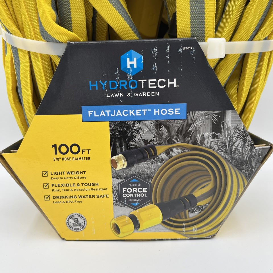 Hydrotech 5/8 in. Dia x 100 ft. Flexible Flat Jacket Garden Water Hose D0707336 | eBay