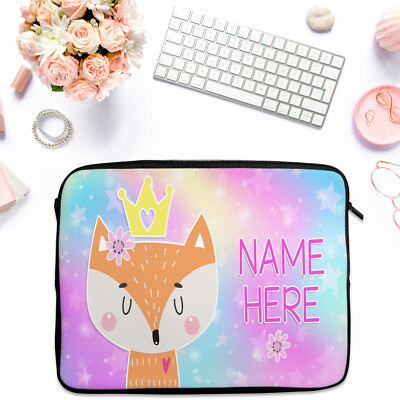 Personalised Fox Tablet Sleeve Laptop iPad Case Zip Pouch Bag Girls ...