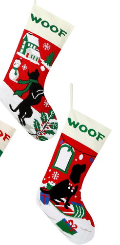 NEW SET OF 2 DOG STOCKINGS 19" BLACK DOGS | eBay