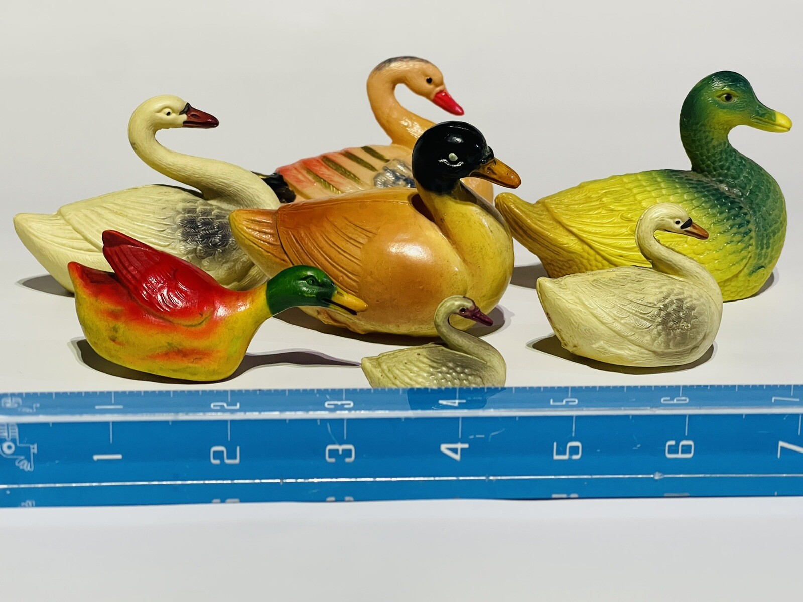 7 Vintage Dupont Viscoloid Celluloid Hollow Toy Plastic Ducks Small ...