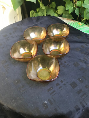 5 COUPES EN VERRE FUME VERECO FRANCE VINTAGE | eBay