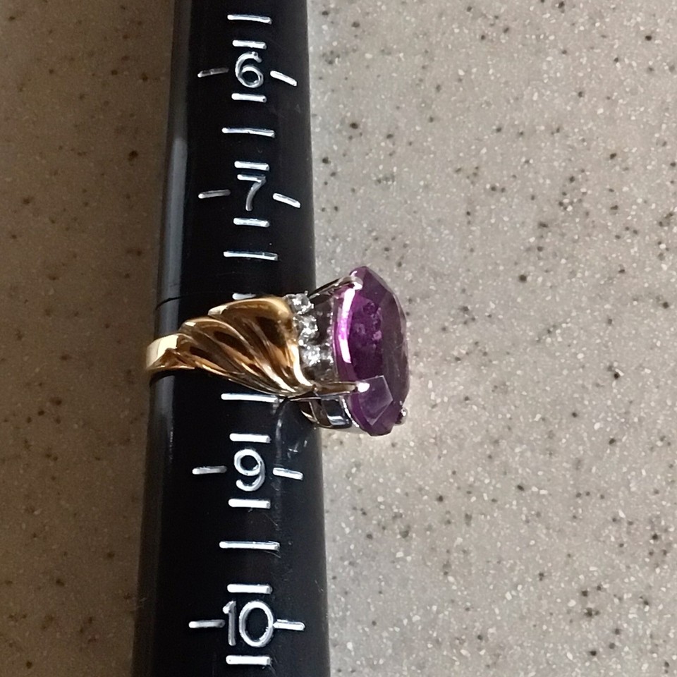 Vintage 18K GE Amethyst Purple Ring Size 8 Gold Plated | eBay