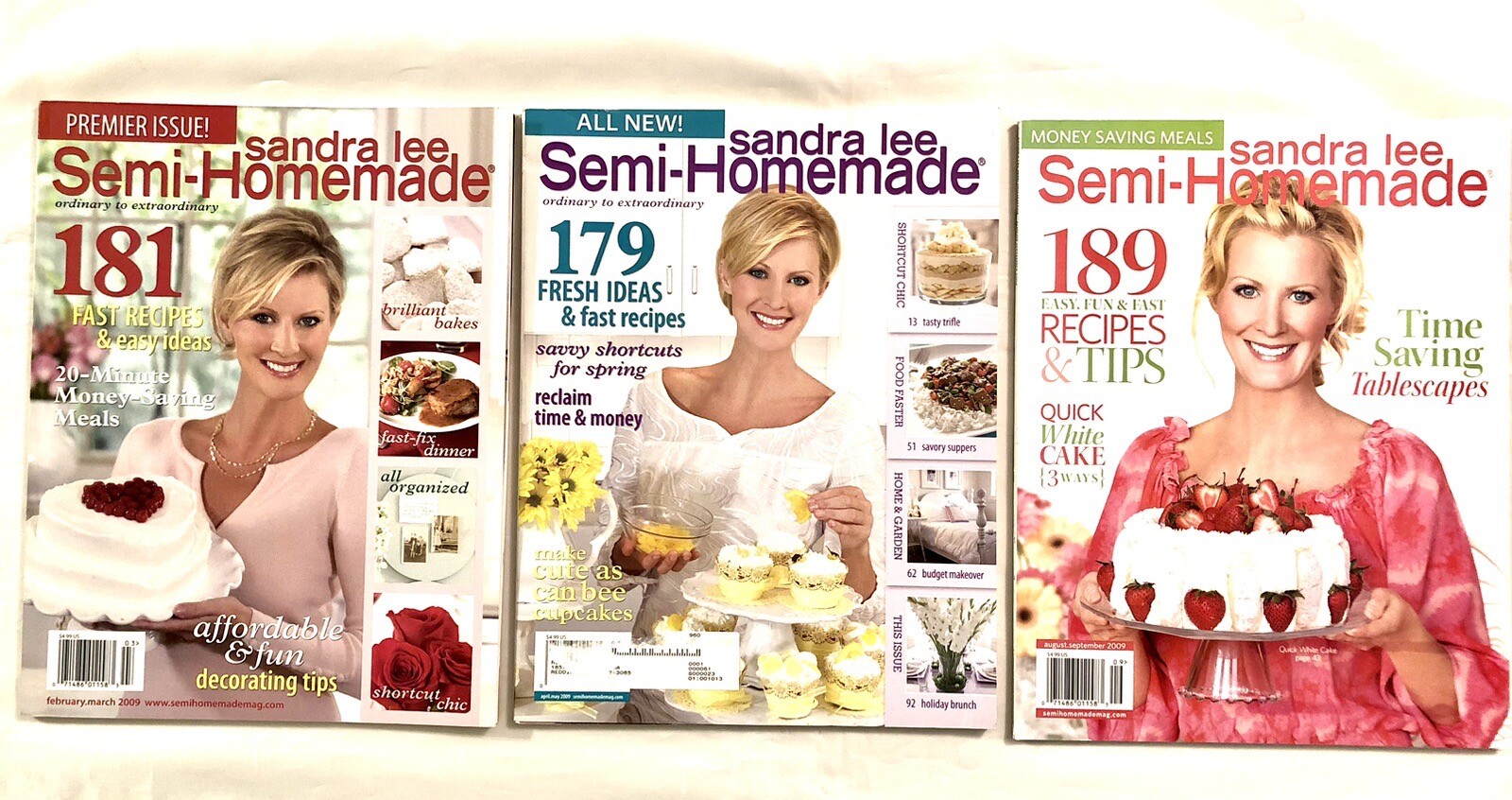 Lot of 3 2009 with PREMIERE! Sandra Lee Semi-Homemade Recipe Cooking ...