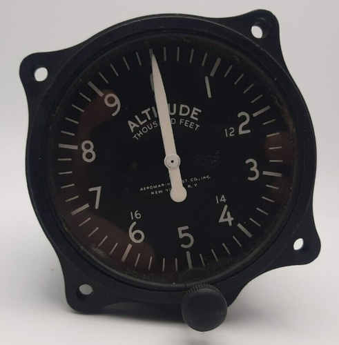 VINTAGE AEROMARINE AIRPLANE AIRCRAFT ALTITUDE INDICATOR ALTIMETER GAUGE ...