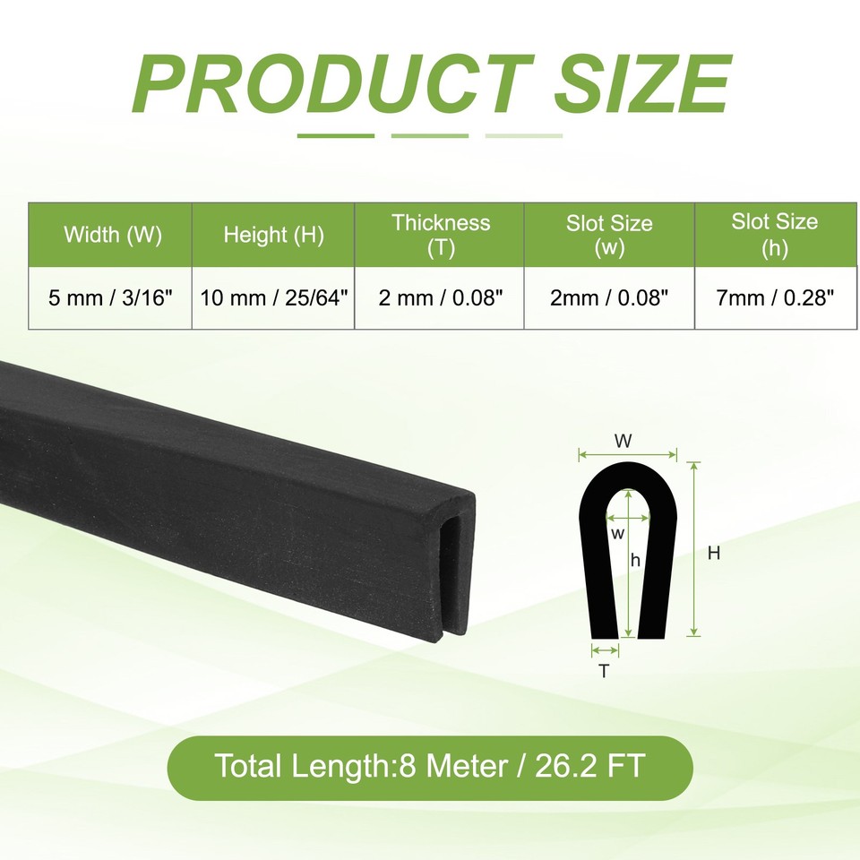 26.2ft U Rubber Edge Trim Fit for 2mm Edge, 5 mm x 10 mm Black | eBay