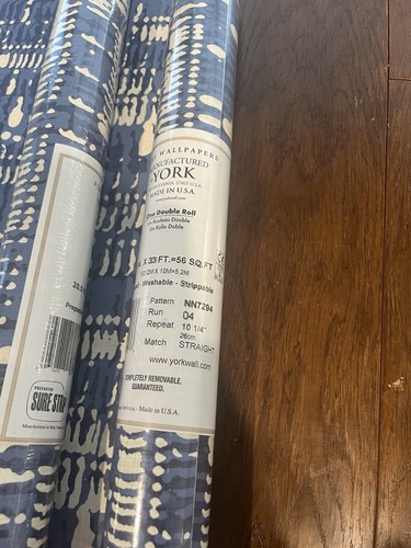 York Wallcoverings Blue Abstract Wallpaper Lot – 2 Unopened + 1 Partial ...