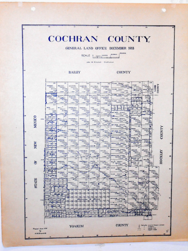Old Cochran County Texas General Land Office Owner Map Morton Whiteface ...