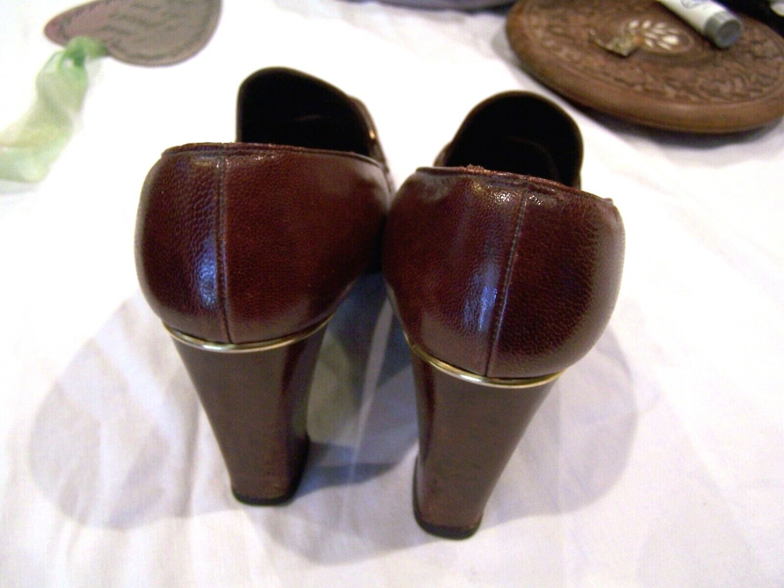 Frank More vintage brown leather pumps heels shoes, "… - Gem