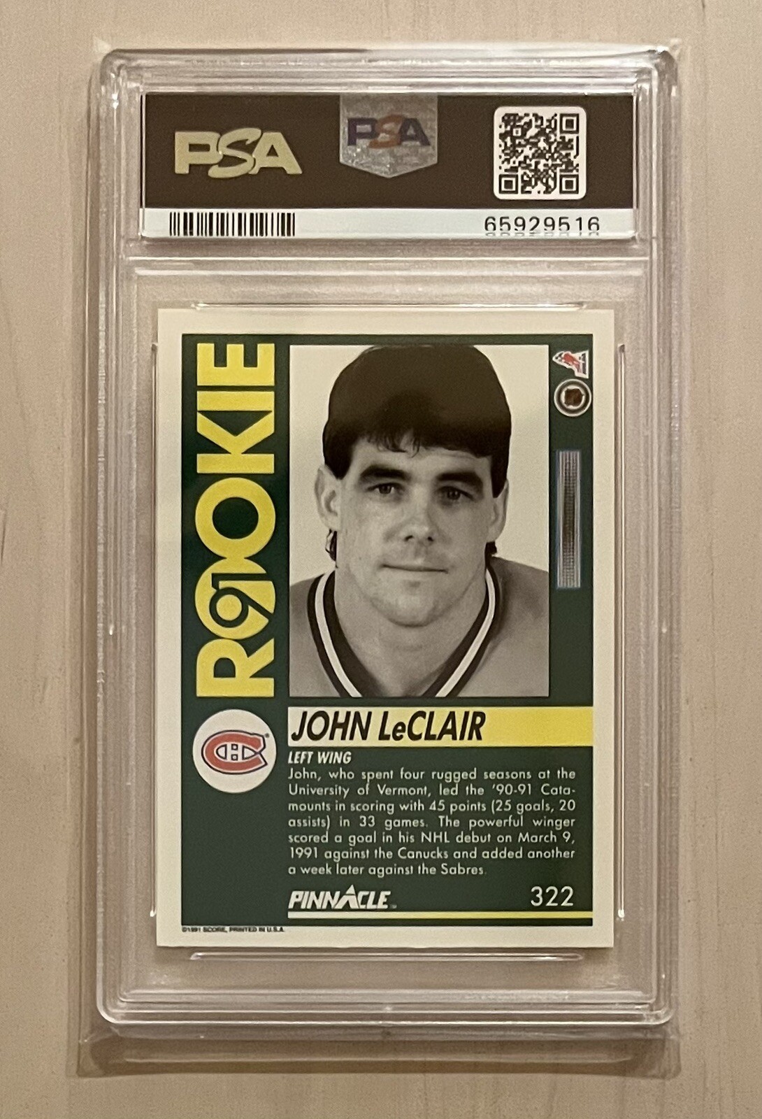 JOHN LeCLAIR 1991-92 Pinnacle Rookie Card #322 PSA 10 GEM MT RC | eBay