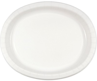 Creative Converting 20 Count Oval Paper Platters, Classic White 12" x ...